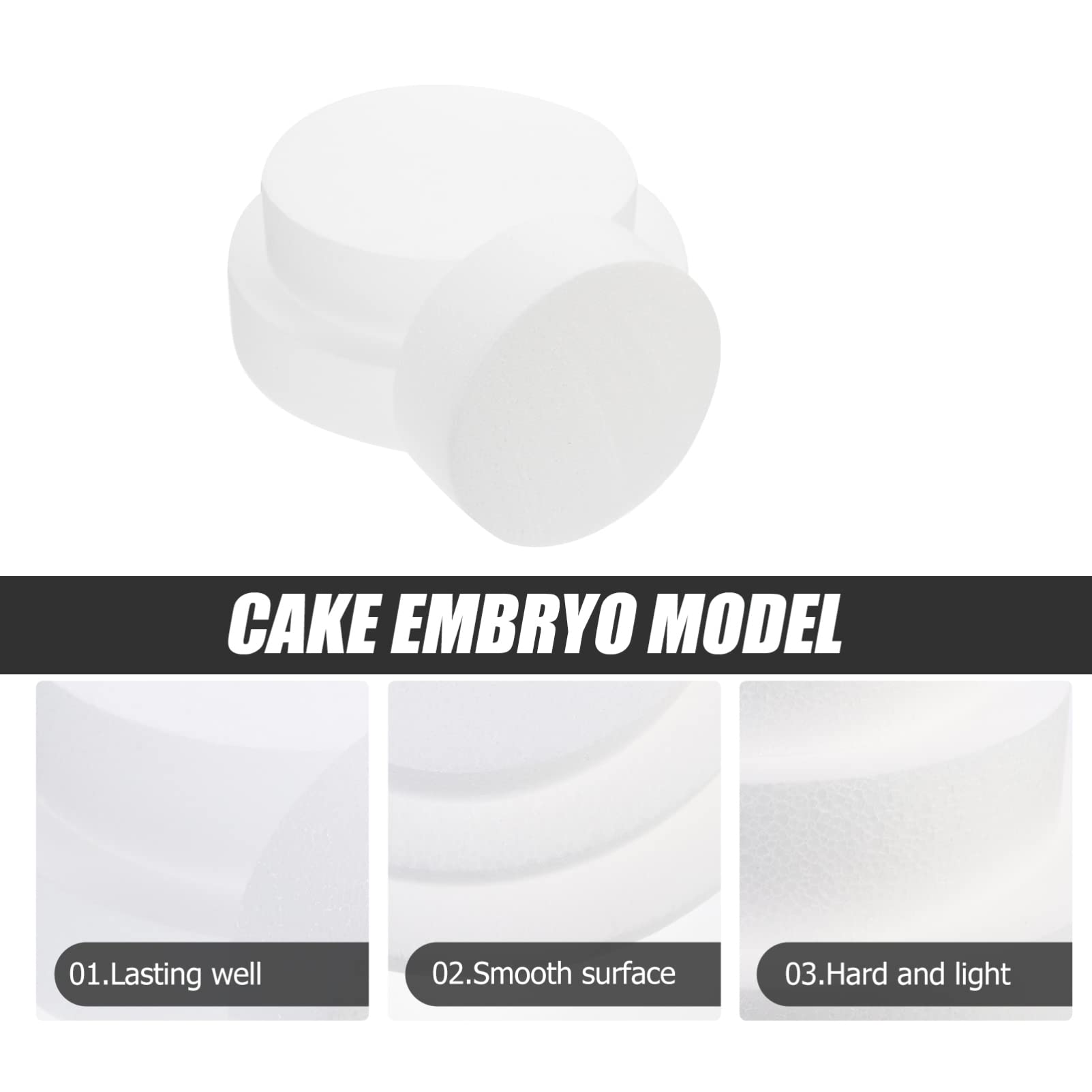 BESTonZON Wedding Cake Stand Round Cake Foam 3Pcs Round Cake Foams Cake Dummies Round Cake Foam Display Foam Cake Dummies for Decorating Practice Mould Cake Dummies Candy Set