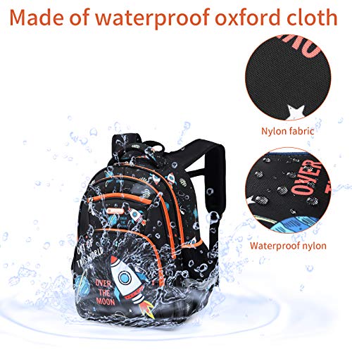 Cusangel Boys Backpack Kids Backpack for Boy Elementary Preschool School Bags 17 Inch Space Backpack Multi Compartment,Sturdy Durable Chest Strap Side Pockets larger size for Age 8-12 (Space-Black)