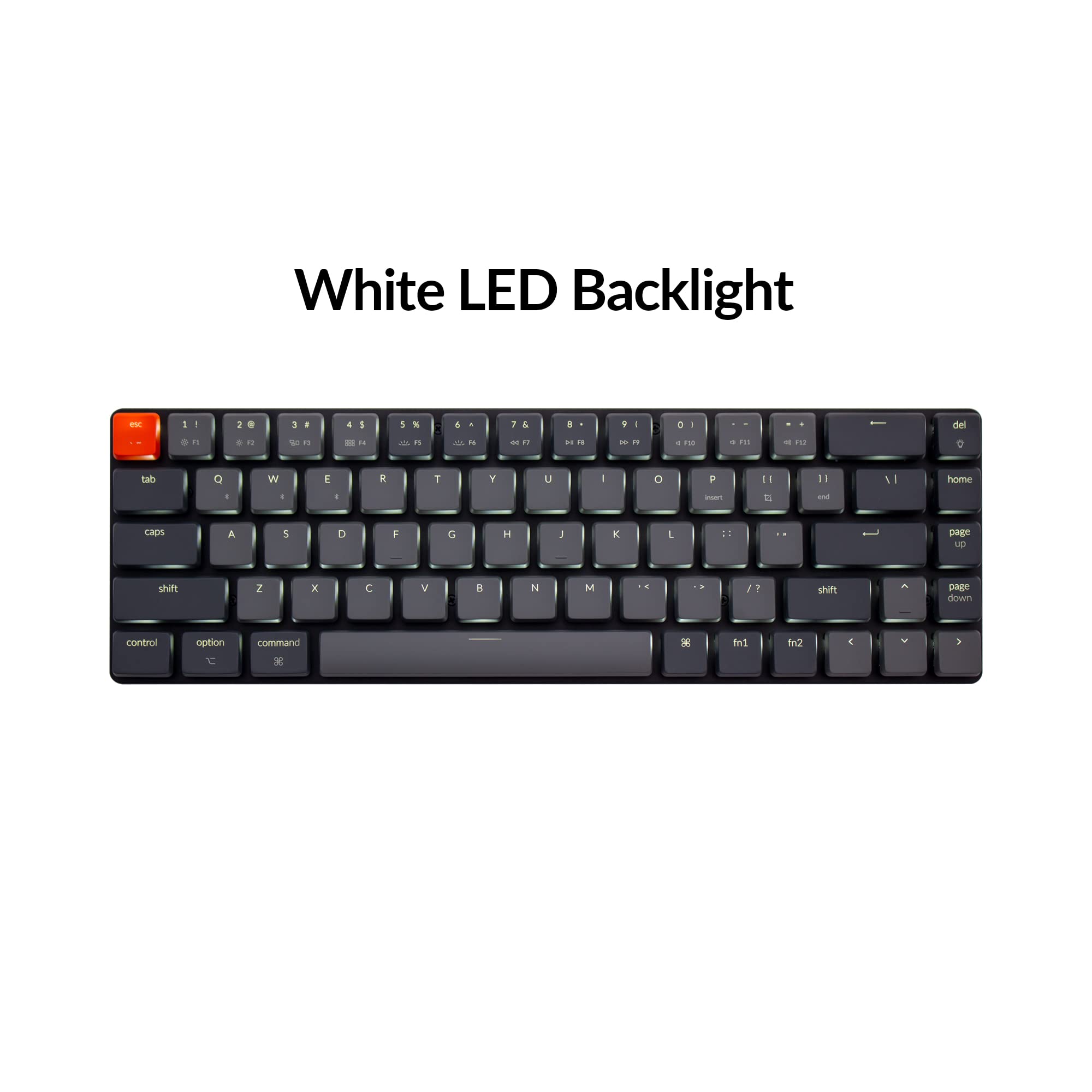 Keychron K7, 68 Keys Ultra-Slim Wireless Bluetooth/Wired Mechanical Keyboard with Low-Profile Gateron Mechanical Red Switch, White LED Backlit Compatible with Mac Windows