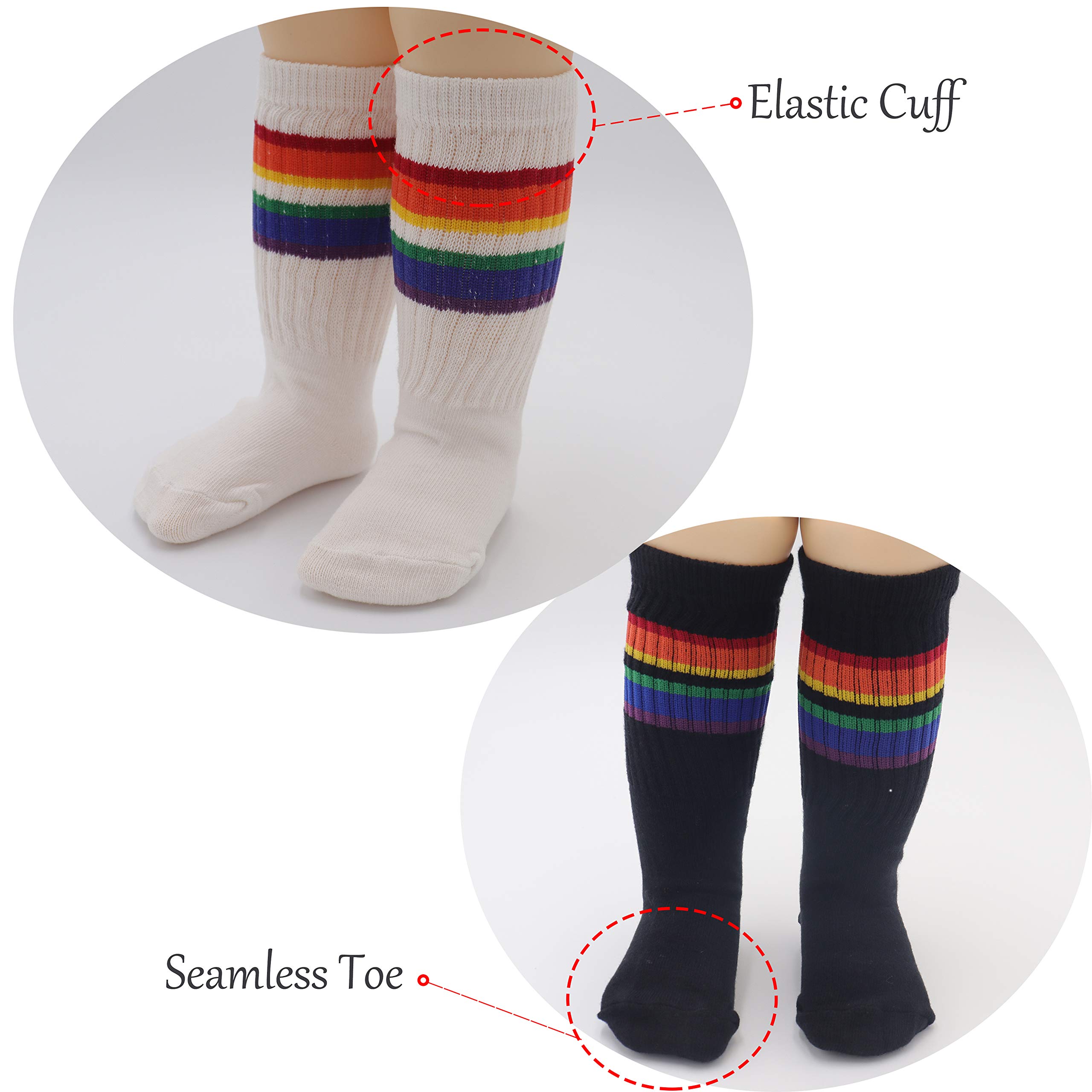 Xiyadun Unisex Toddler & Childs Cotton Knee High Calf Stripe Athletic Tube Socks(4-6 Years)