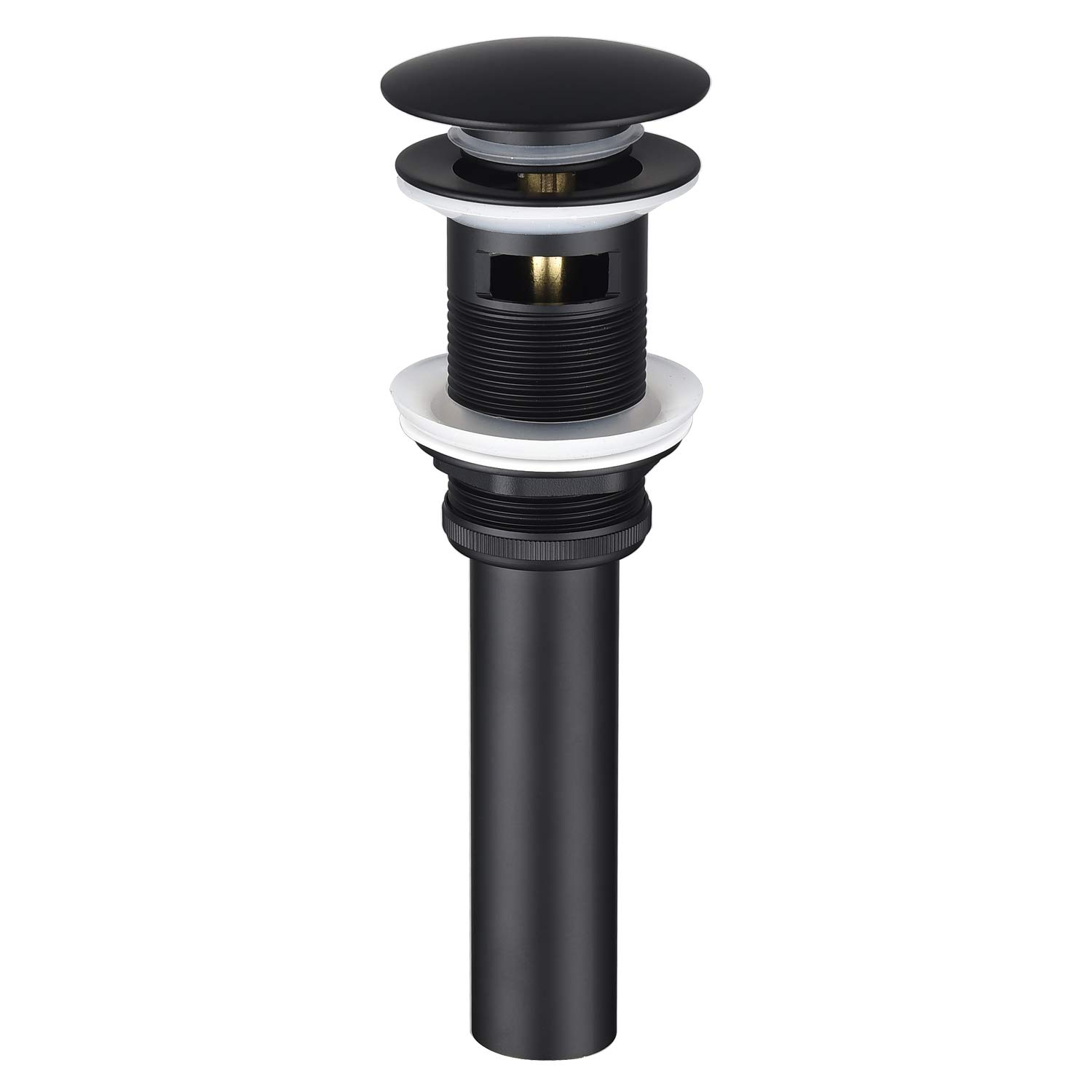 BESTILL Bathroom Vessel Sink Drain Stopper, Push Pop Up Drain with Overflow, Matte Black