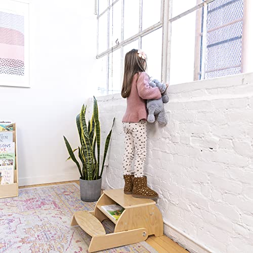 ECR4Kids Flip-Flop Step Stool and Chair, Kids Furniture, Natural