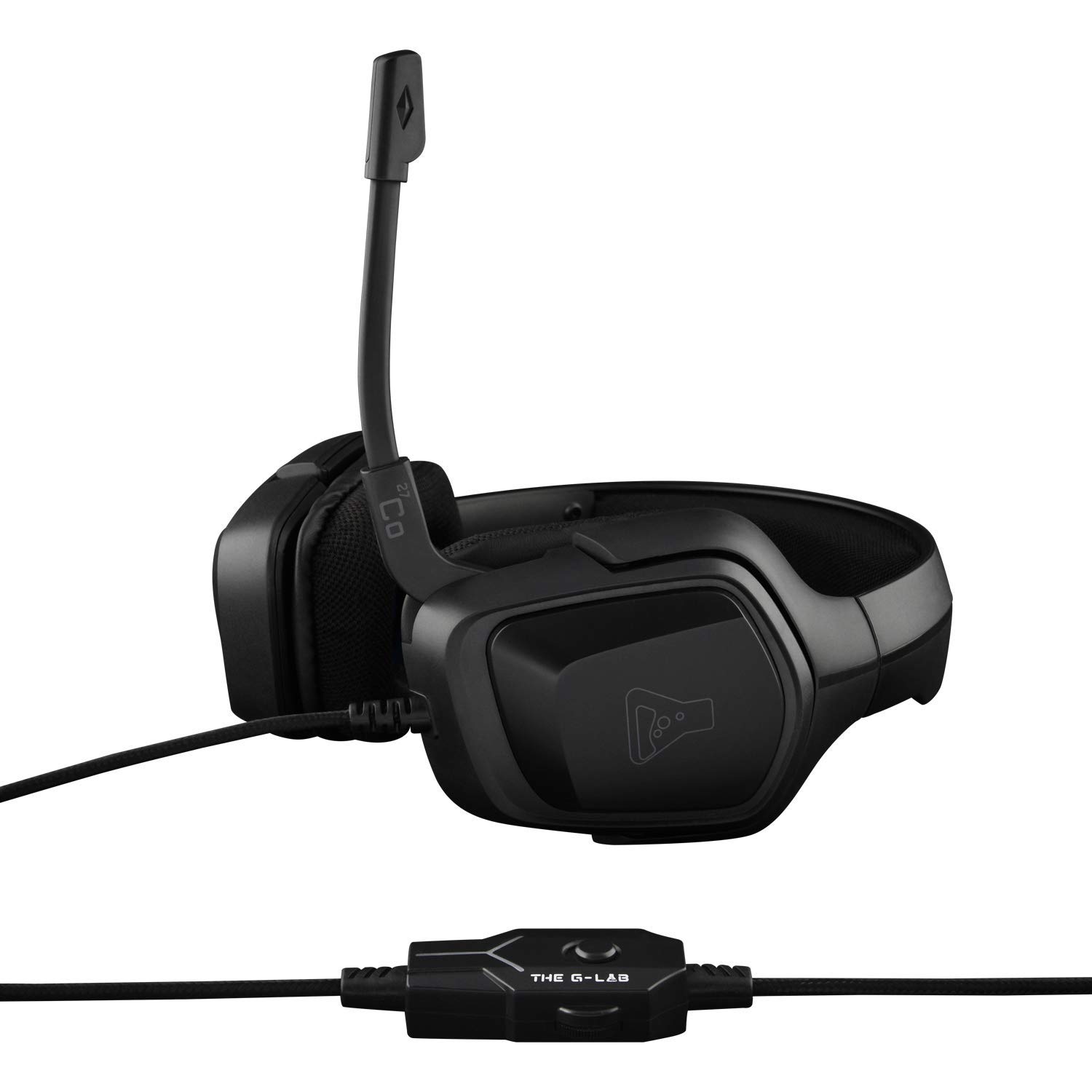 G-LAB KORP Cobalt PS4 Gaming Headset - Stereo Audio Gaming Headset, Ultra Light, High Bass - Microphone 3.5mm Jack for PC PS4 Xbox One Mac Nintendo Switch Tablet Laptop Smartphone (Black)
