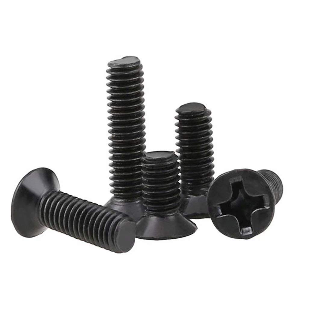 Black Carbon Steel Wood Screws, Electronic Screws Phillips Flat Head Micro Screws for Glasses Laptop Notebook Computer Bolt M2 M2.5 M3 (M3*4mm,200 pcs)