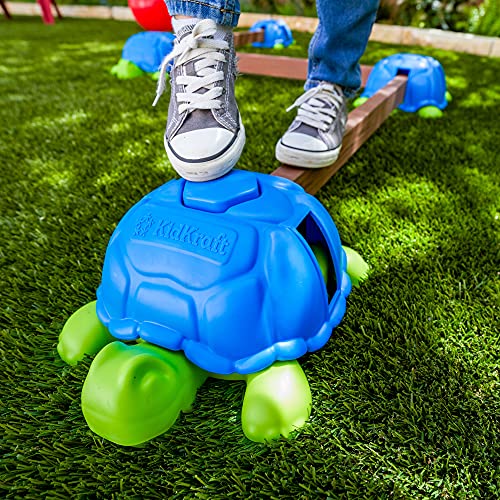 KidKraft Turtle Totter Wooden Adjustable Balance Beam for Toddlers with Squeaky Turtle and Wobble Board, Gift for Ages 2-5