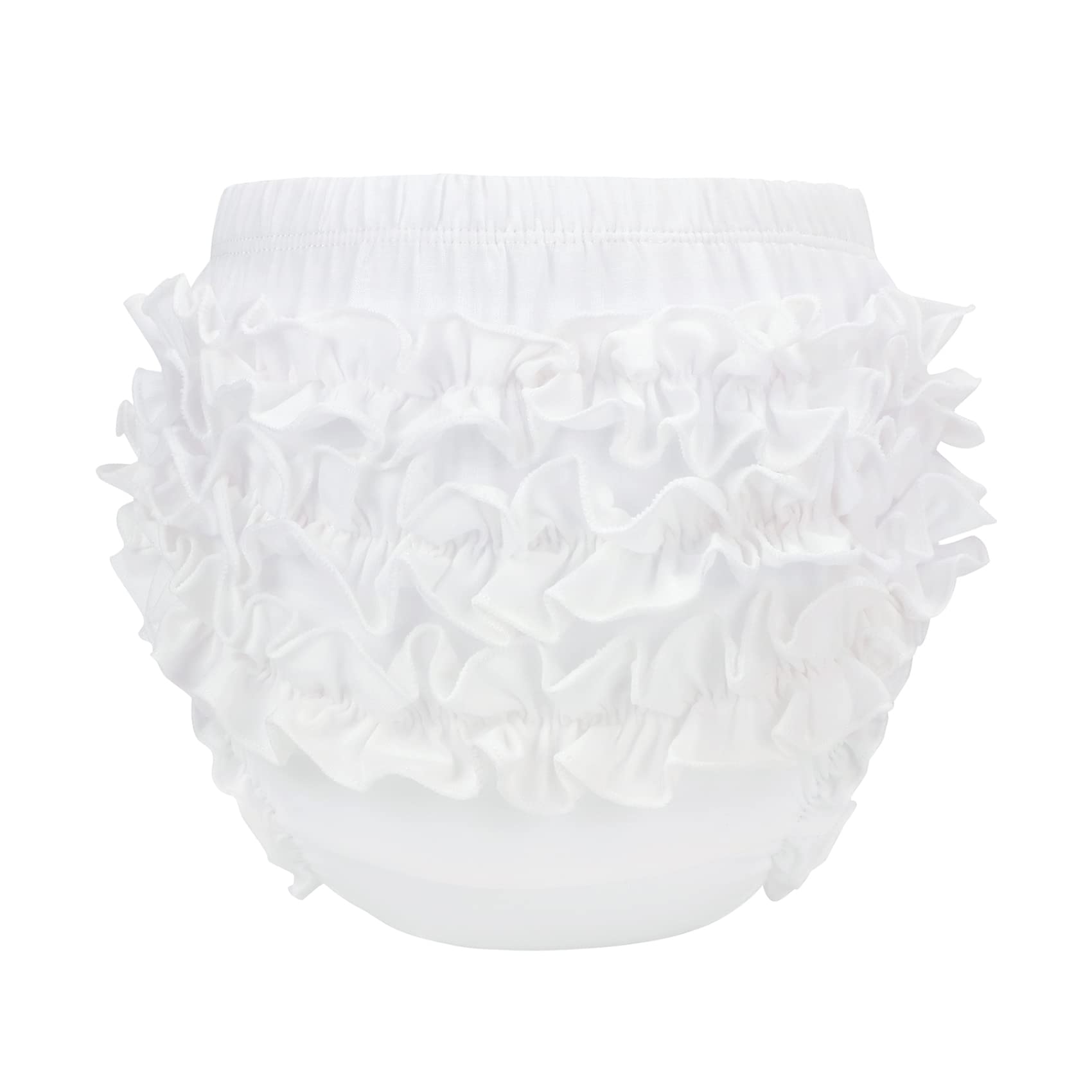Durio Baby Bloomers for Toddler Girls Ruffle Diaper Covers for Girls Cute Cotton Baby Girl Shorts White 6-12 Months