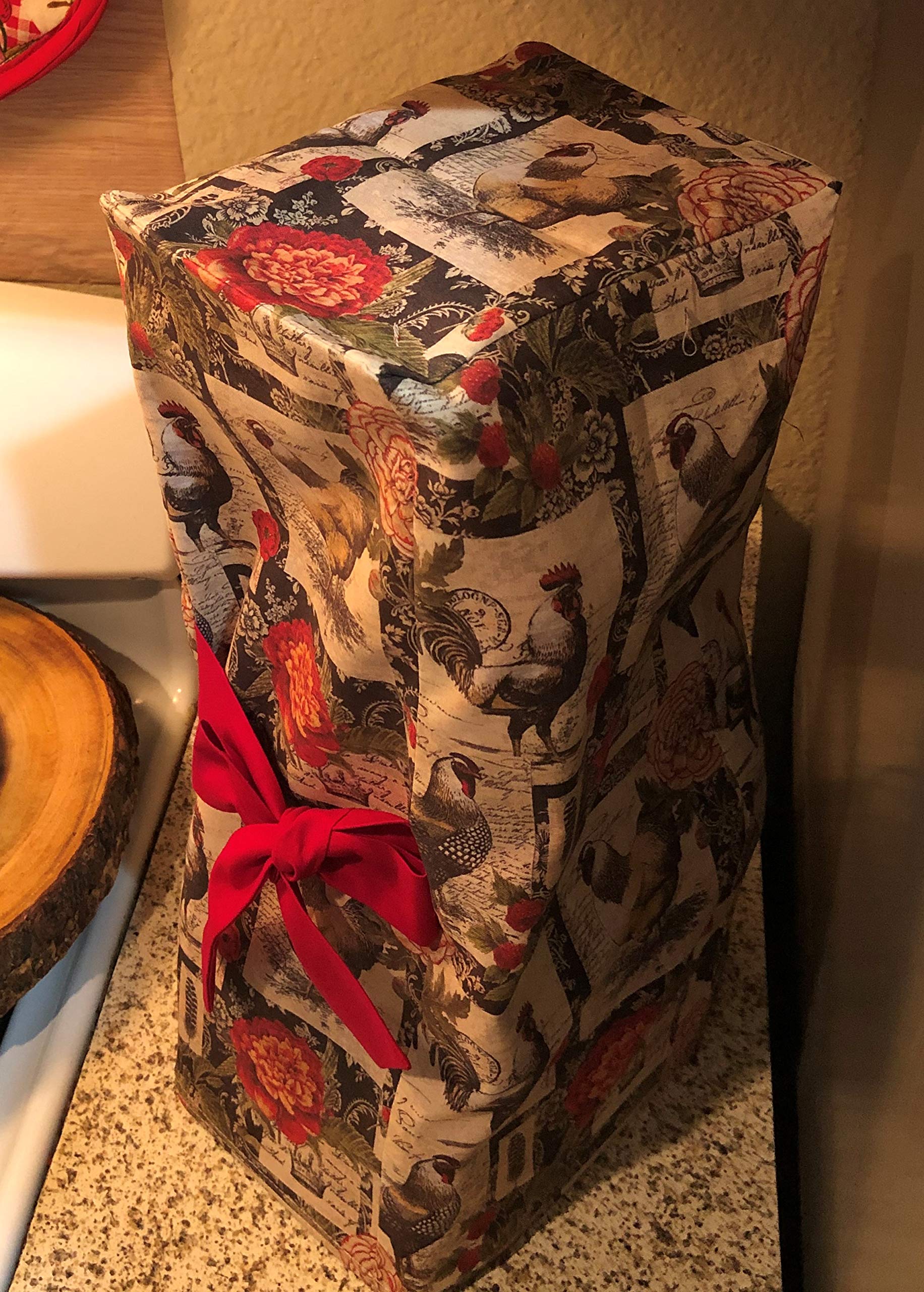 Blender Cover for Ninja-Reversible blender cover. Kitchen design: Rooster/Flowers/Ribbons to make your own adjustable bow.