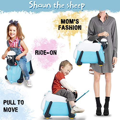 Shaun the Sheep Kids Ride-On Suitcase Carry-On Luggage (Blue), Bluenew, ride on luggage
