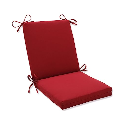 Pillow Perfect Pompeii Solid Indoor/Outdoor One Piece Chair Cushion Deep Seat, Weather and Fade Resistant, Square Corner - 36.5" x 18", Red