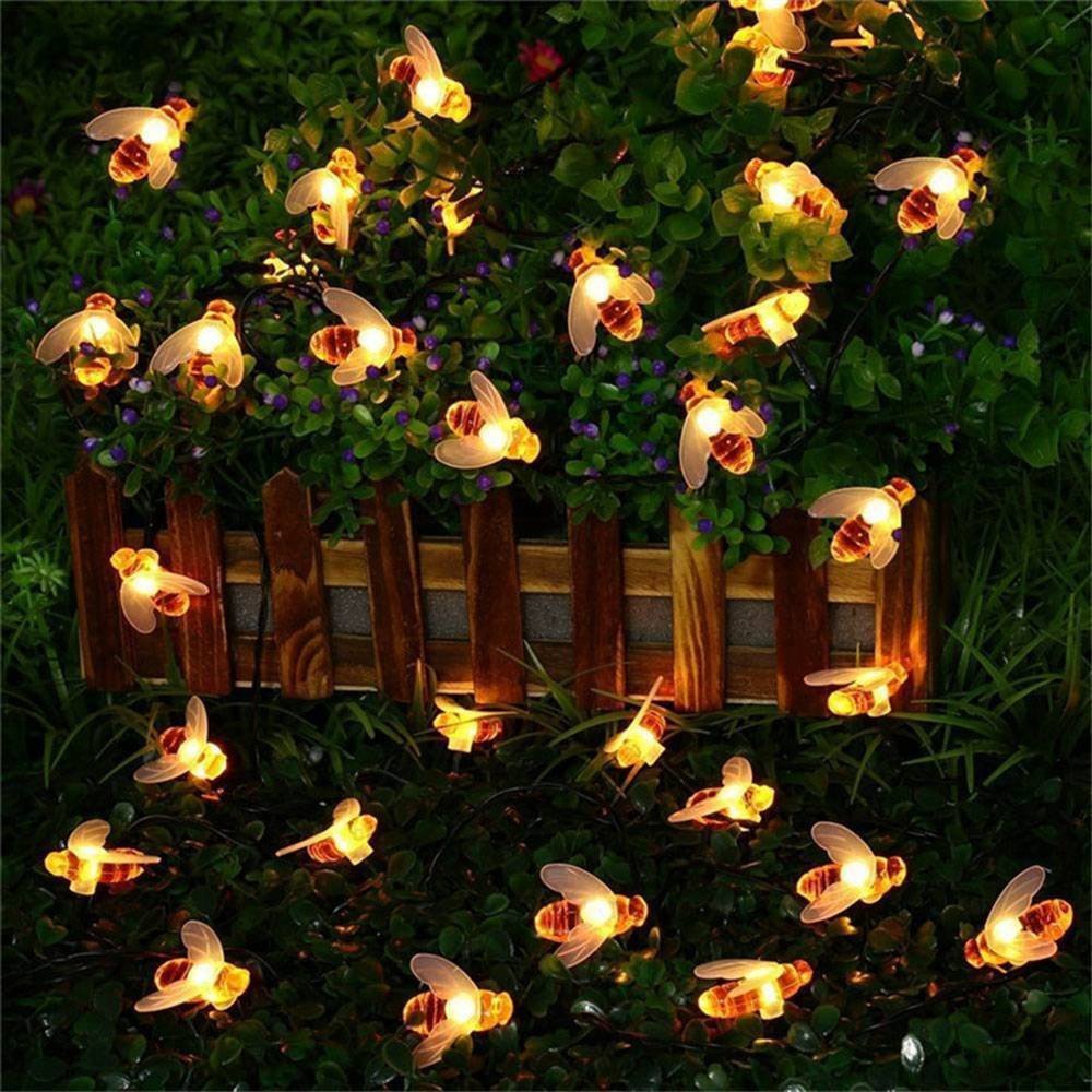 elecfan Waterproof Solar Fairy Lights 30 LEDs Honey Bee Creative Tree Haning String Lights,Garden Decoration Lamp Ideal for Patios, Homes, Wedding, Party, Christmas, Curtains, Outdoors - Warm White