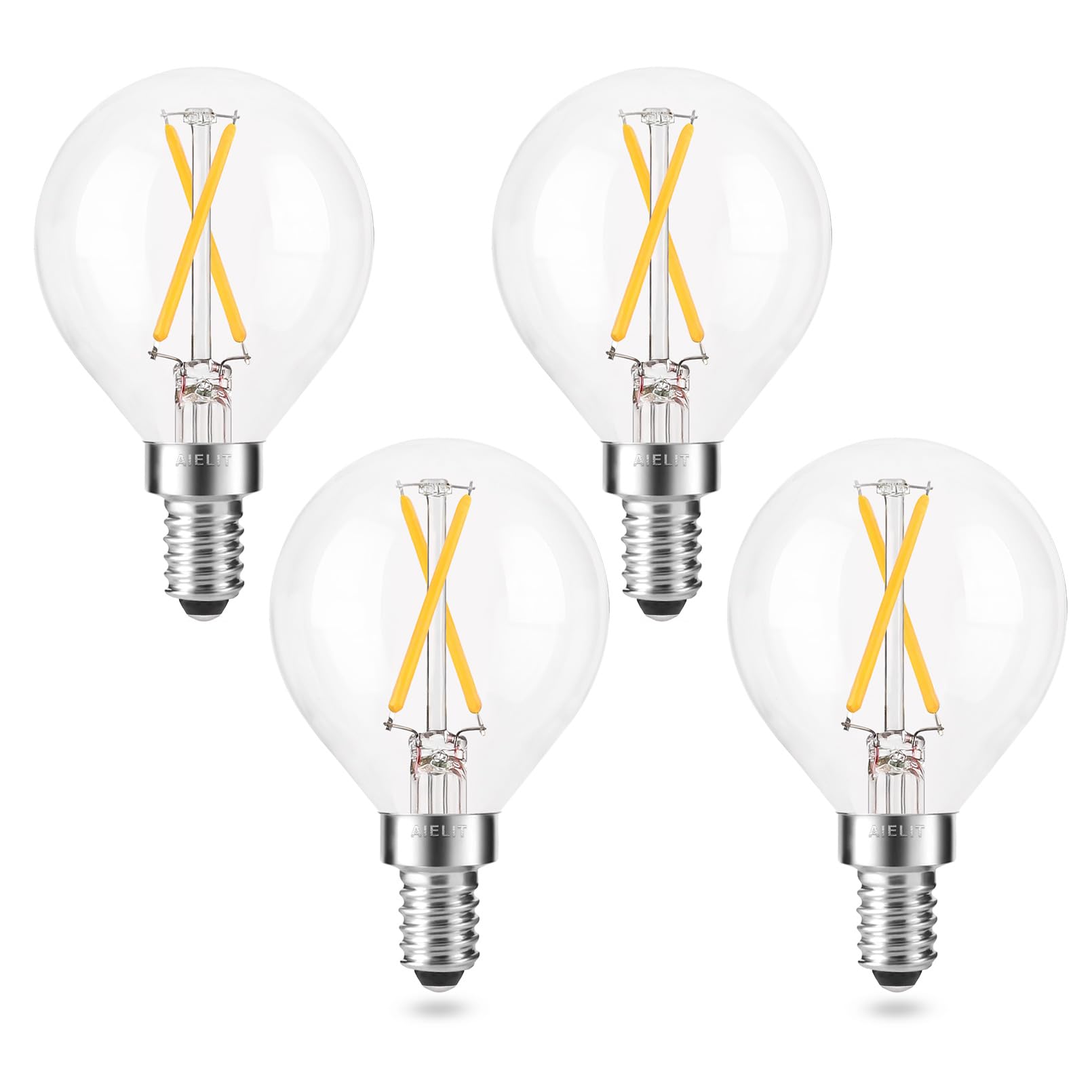 AIELIT E12 LED Globe Bulb Dimmable, 2W(25-Watt Equivalent), Bright White 5000K, Daylight G15/G50 LED Light Bulbs for Hanging Lamp Pendant Chandelier Light Kitchen, 6-Pack