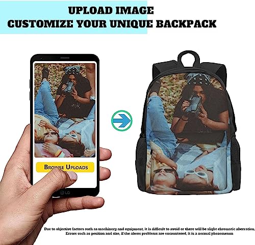 Custom Backpack Personalized Laptop Backpack for Women Men Customized Casual Daypack Add Your Logo Picture Photo Image Text Name on Computer Bag