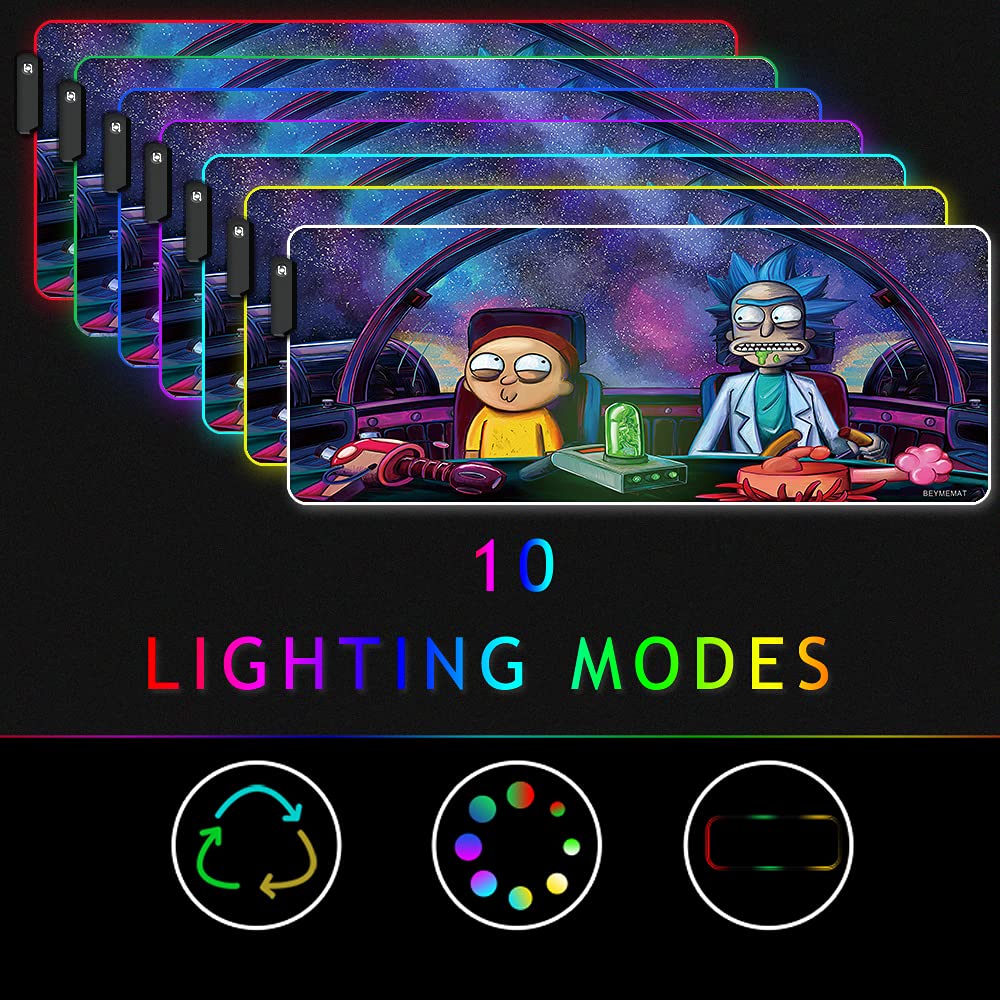 Beymemat RGB Gaming Mouse Pad, Professional Non-Slip Rubber Base Led Large Mouse Pad for PC, Laptop, Desk, 31.5×11.8 in (80x30 fgdinner06)