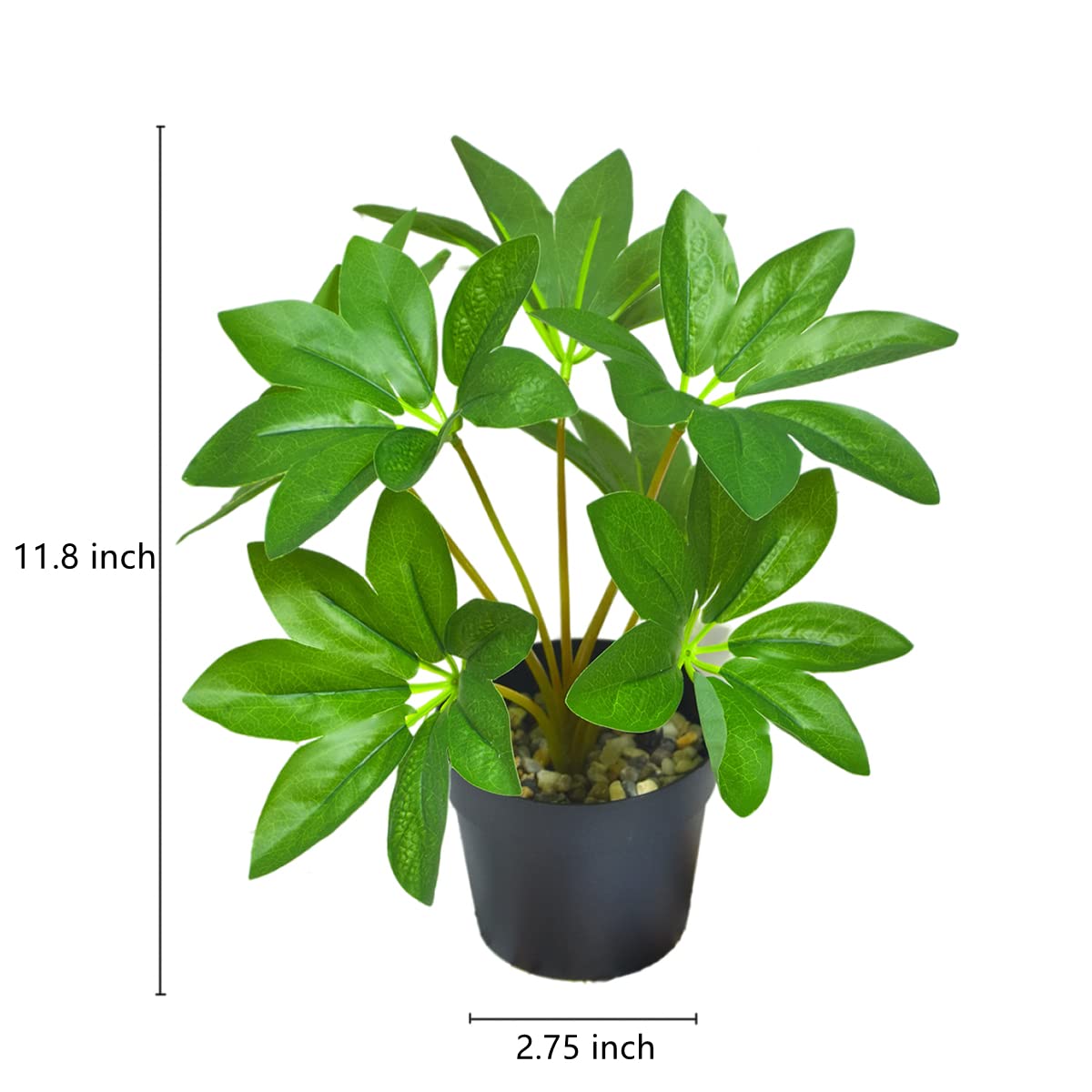 MRTIOO Mini Potted Artificial Potted Plants Fake Plastic Leaves Plants, Realistic Fake Plant with Plastic Pot, for Home Garden Office Store Kitchen Decor - with Flowerpot