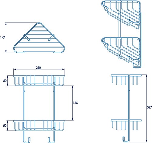 Croydex Medium Chrome 2-Tier Corner Basket Shower Caddy, 5 Year Rust Free Guarantee