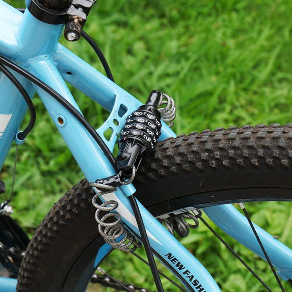 Bicycle Lock Mini Portable Spring Anti-Theft Bicycle Code Lock Combination Password Bike Lock Spring Disc Cable Wire Security Lock Bike Lock