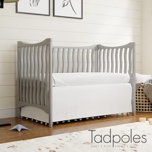 Tadpoles Crib Skirt with Tassel | 28" x 52" with a 14" Drop | Made of 100% Softly Brushed Microfiber Polyester | Easy to Care for | Soft, Smooth, Breathable & Durable | Ideal for Babies | White