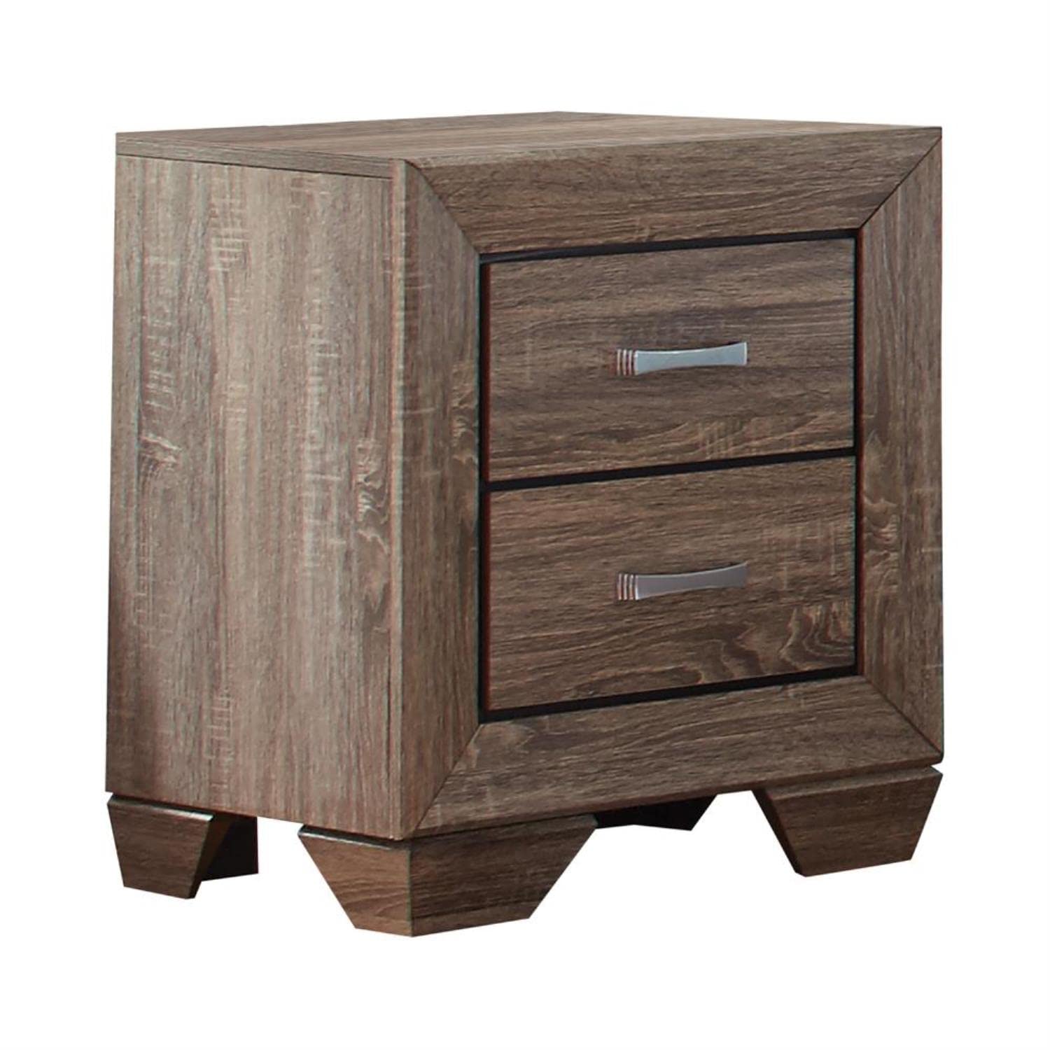 Coaster Home Furnishings Kauffman 2-Drawer Nightstand Bedside Table Composite Wood-Like Decorative Laminate Washed Taupe 204192
