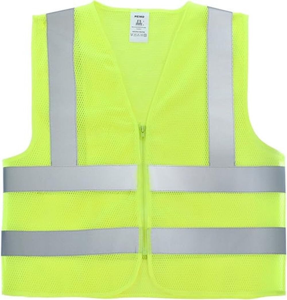 Neiko 53956A High-Visibility Safety Vest with Reflective Strips for Emergency, Construction, and Safety Use, Neon Yellow, Medium