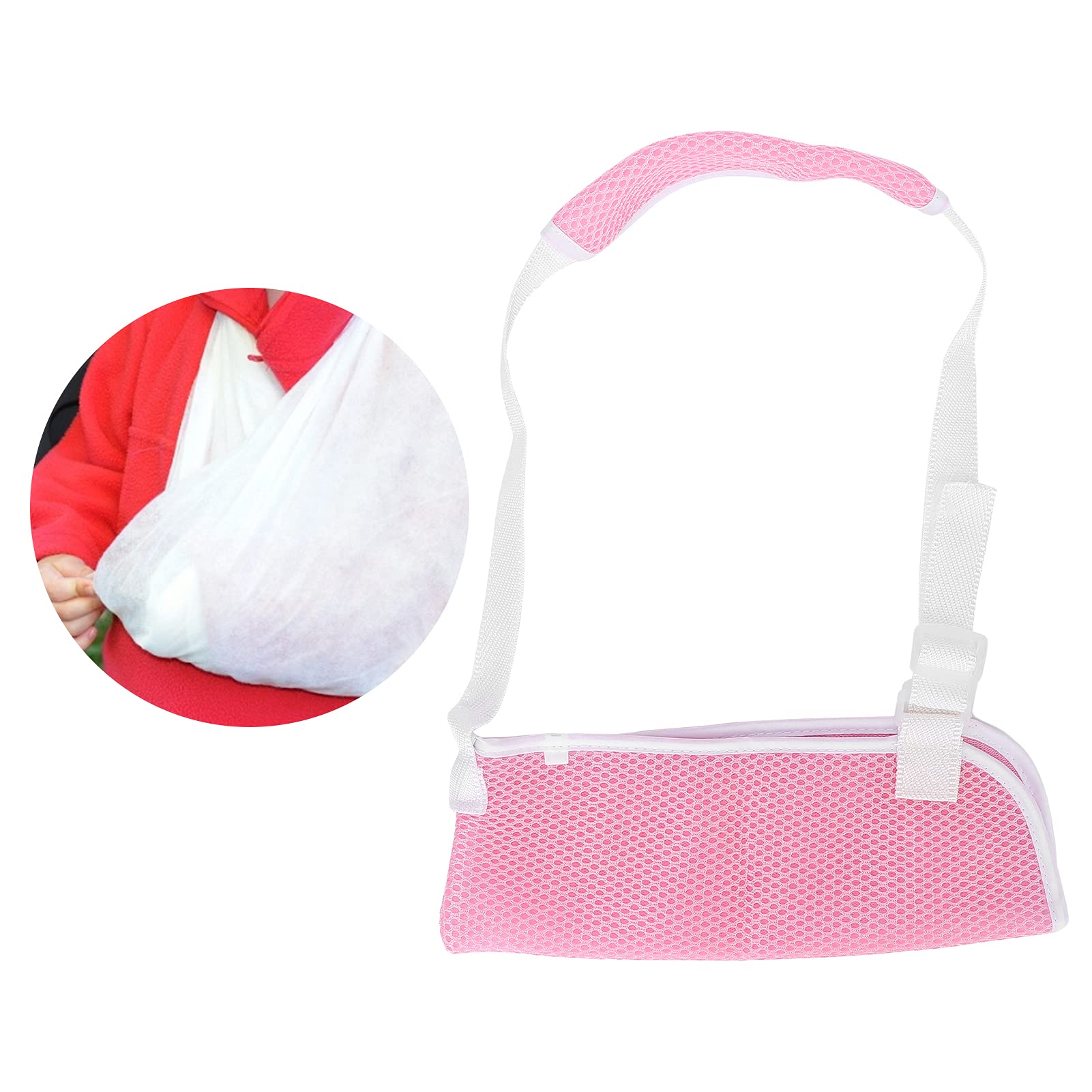 Arm Sling, Breathable Mesh Arm Sling Elbow Stabilizer with Adjustable Strap for Broken Arm, Wrist, Elbow, Shoulder Injury, Fracture, Sprain (Pink)(Large)