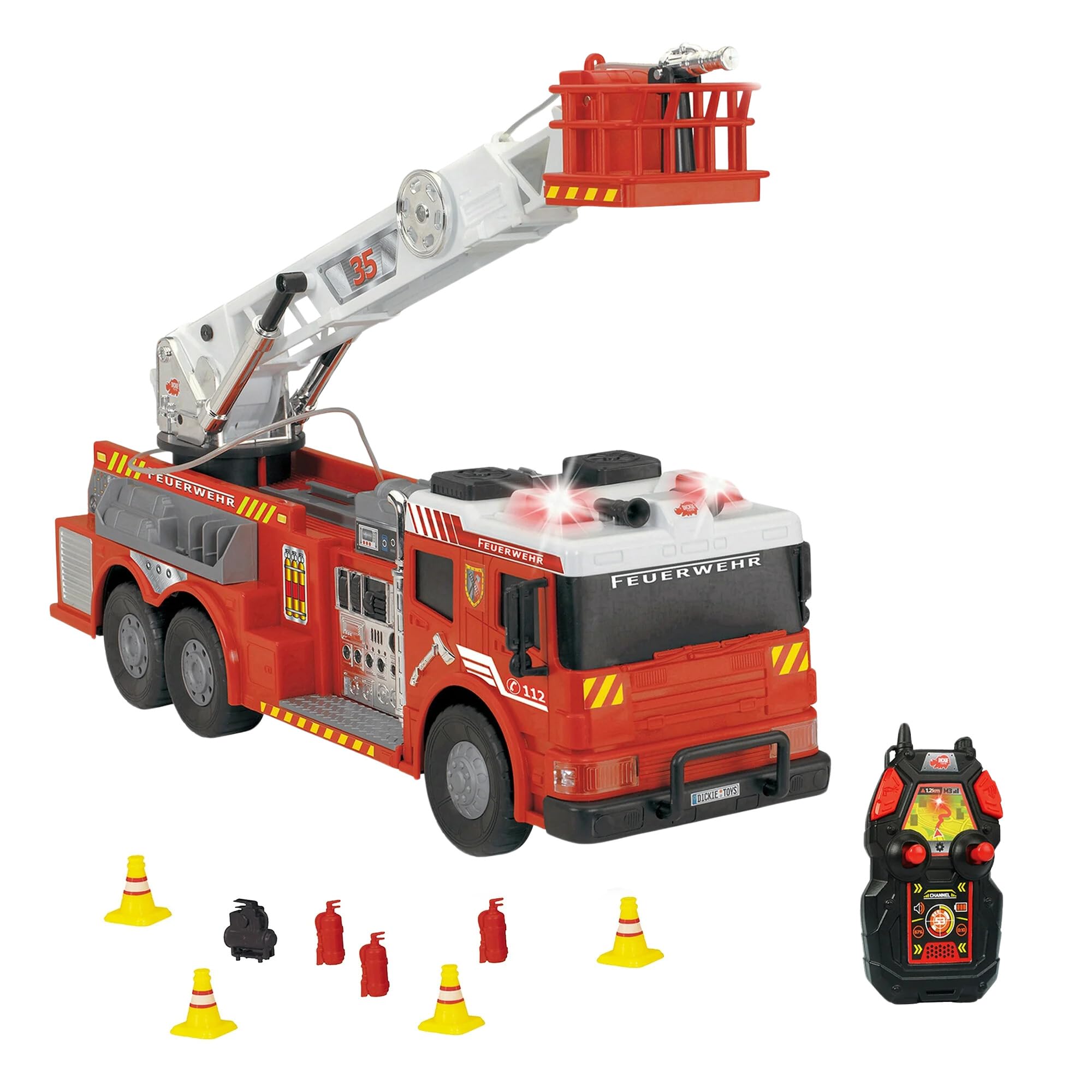 Dickie Toys - 24" Light and Sound RC Fire Truck with Working Pump