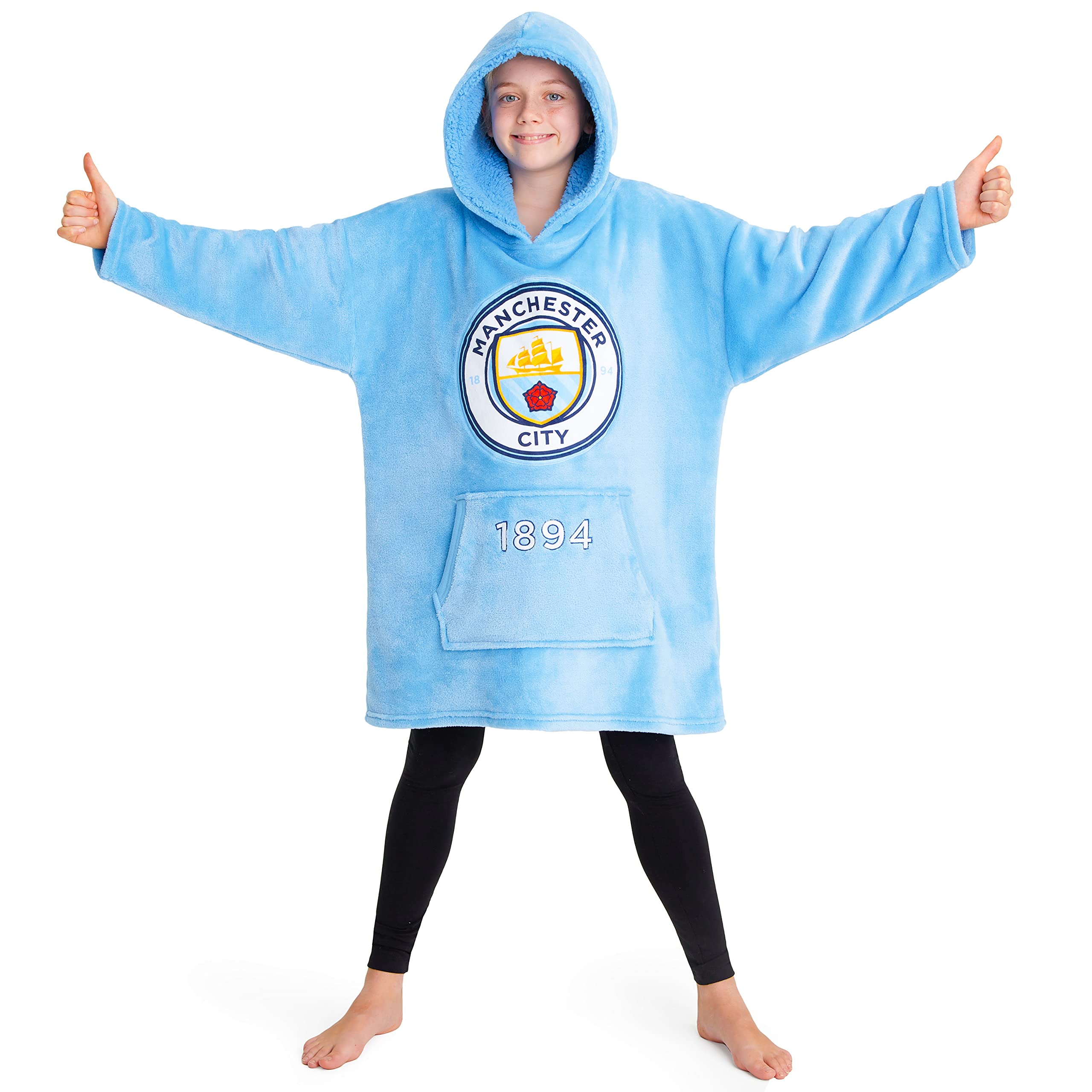 Manchester City F.C. Hoodie, Oversized Hoodie Blanket, Soccer Gifts for Boys Blue