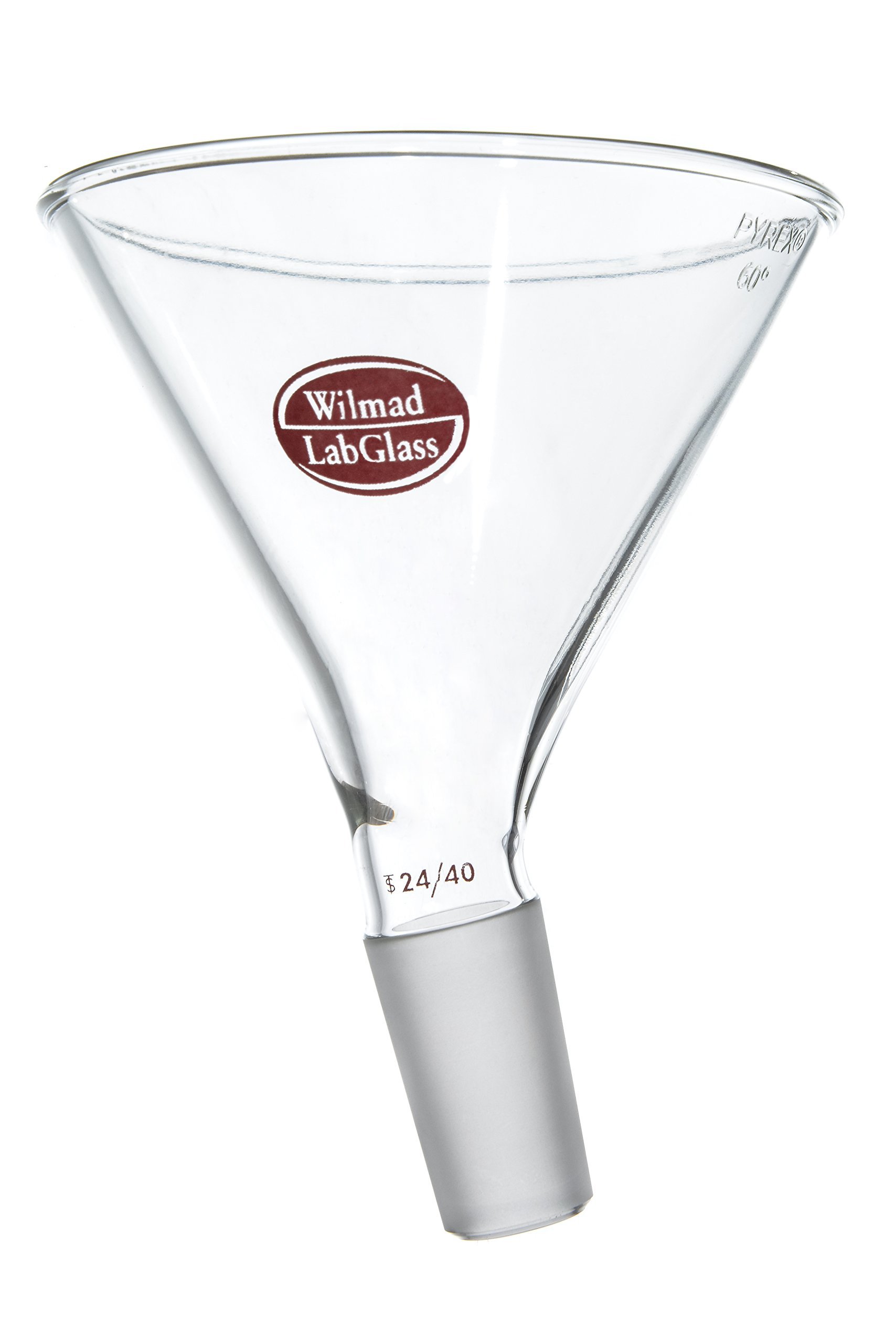 Wilmad-LabGlass LG-8307-102 60° Angled Offset Powder Funnel, Standard Taper 24/40, 100mm Top Diameter