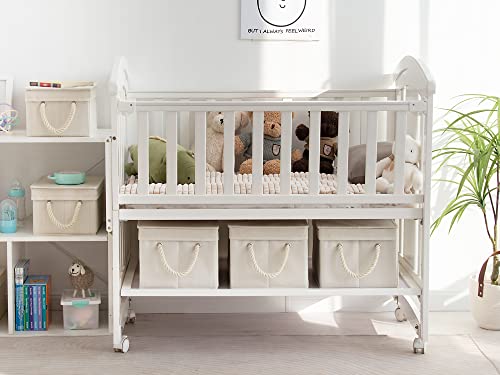 StorageWorks Storage Bins with Lids, Decorative Storage Boxes with Lids and Soft Rope Handles, Mixing of Beige, White & Ivory, Large, 3-Pack
