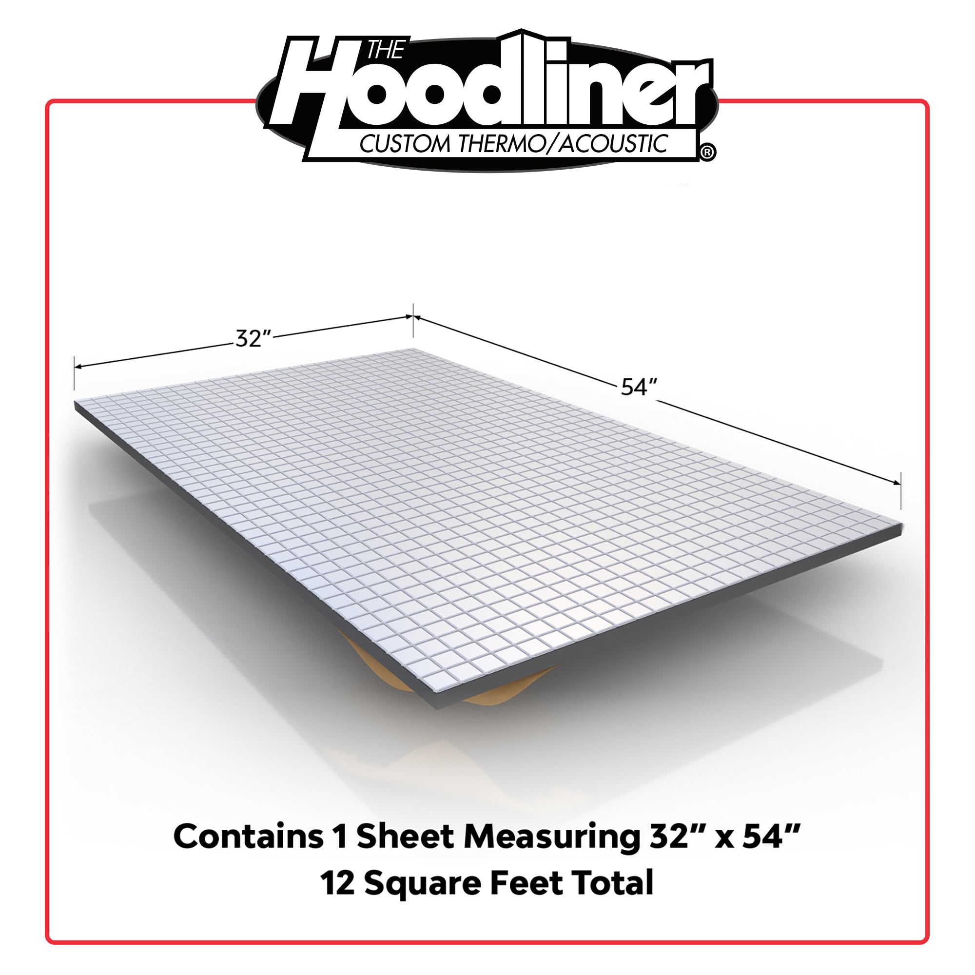Dynamat Hoodliner β Noise & Heat Insulation Kit for Your Car Hood β Keeps Engine Noise In & Protects Paint from Engine Heat β Easy Self Adhesive Install β 1 Sheet 32"x 54", 12 sq ft