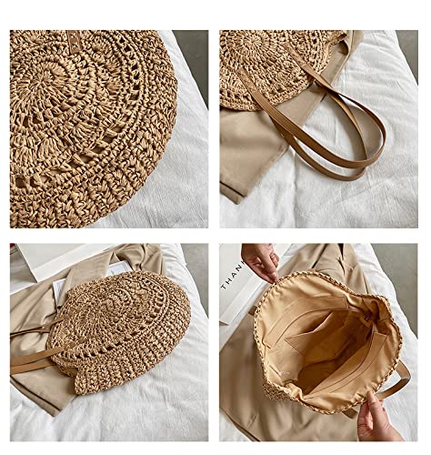 INS female literature and art small large capacity handmade beach weave retro shoulder straw bag(2)