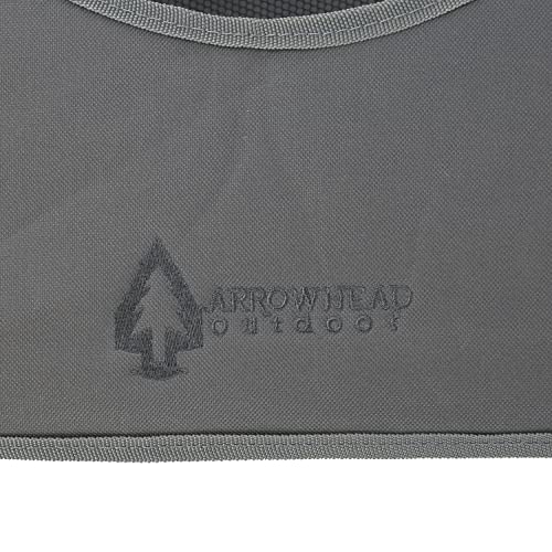 ARROWHEAD OUTDOOR 33.5β Portable Folding Tailgate Table, 4 Cup Holders, Food Basket, Insulated Cooler, No Sag Surface, Square, Carrying Case, Steel Frame, High-Grade 600D Canvas, USA-Based Support