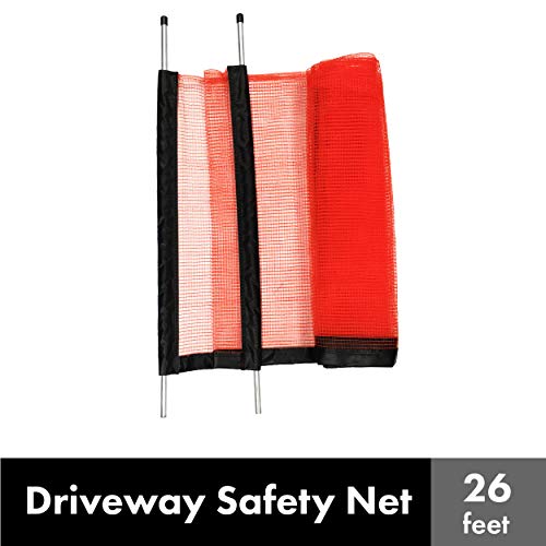 Play It Safe Driveway Net, Orange β Removable Safety Netting, Fits Driveways up to 25β Wide, Kid Safe Barrier Net with Bright Orange Color for High Visibility, RPDN26