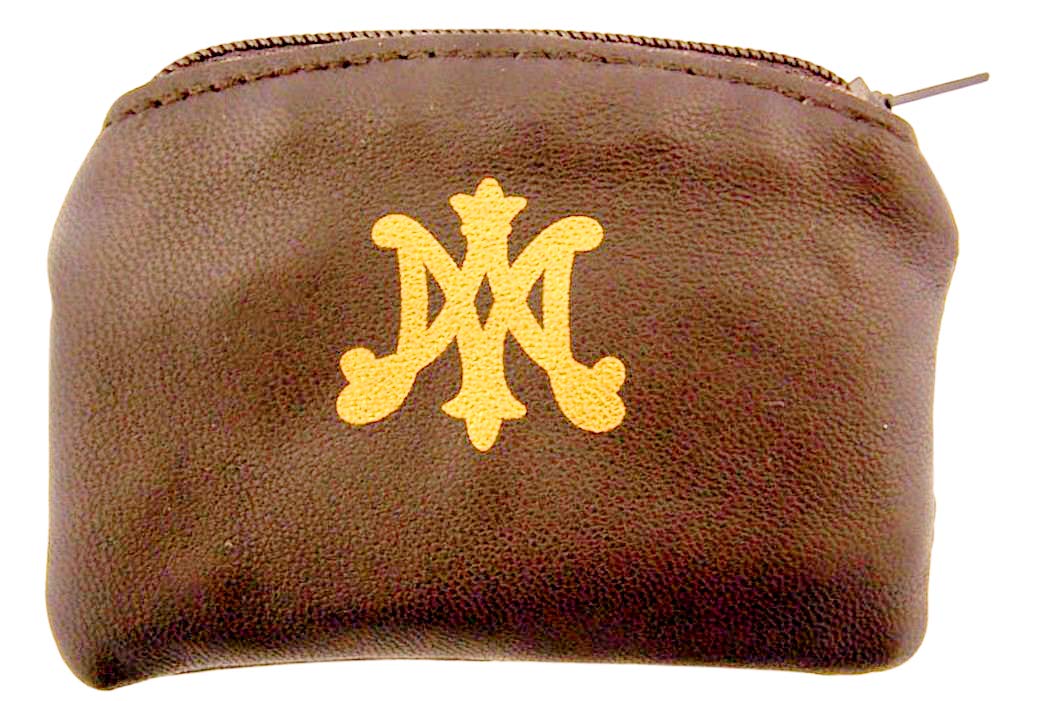 WJ Hirten Ava Maria and Chi Rho Cross Sheepskin Leather Rosary Case with Velvet Lining, Brown, 3 1/4 Inch