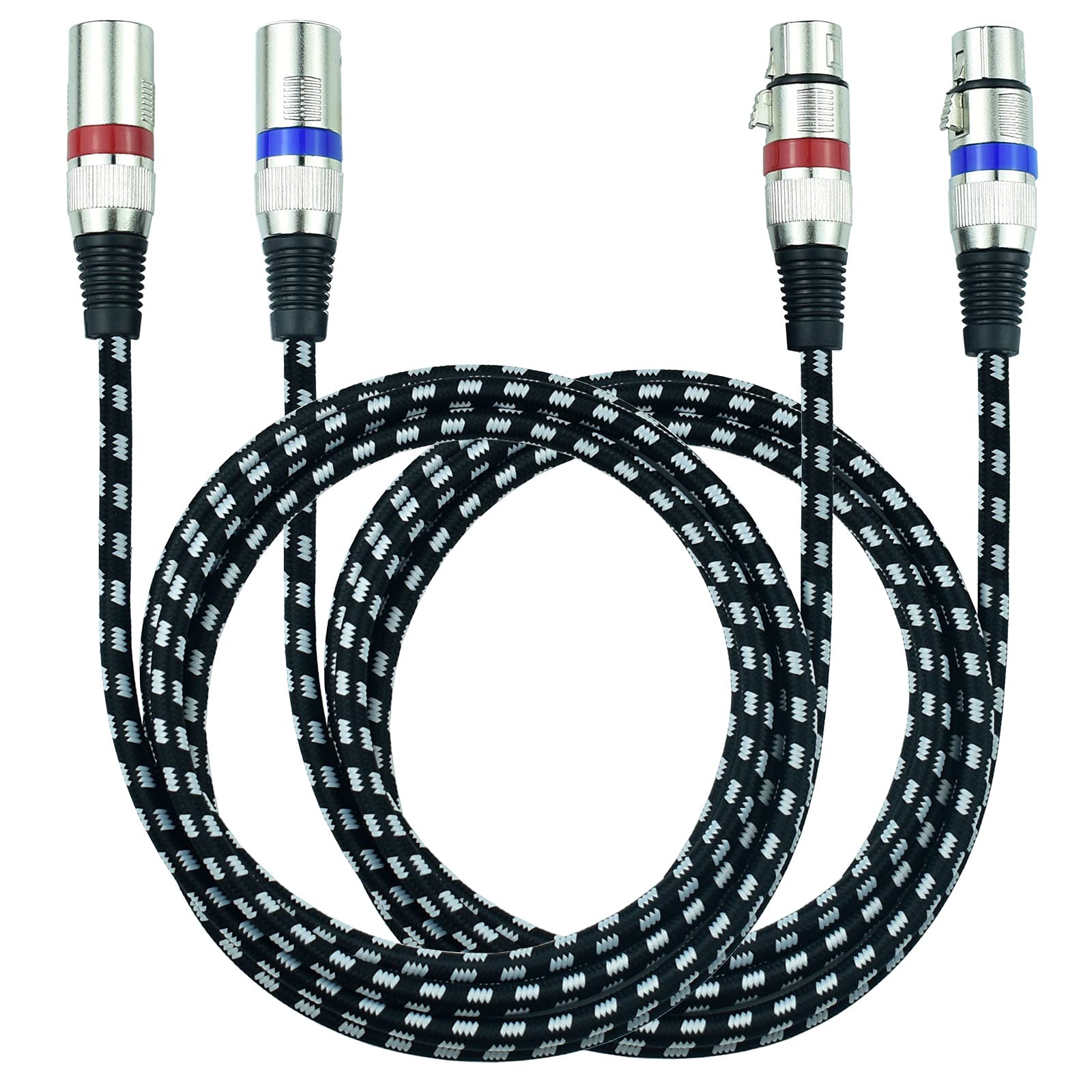 Mugteeve Short XLR Microphone Cables 3.3FT, Heavy Duty 3pin Balanced XLR Male to Female Mic Audio Cable, Nylon Braided, OFC Shielded, for Mixer Speaker Patch Cable, 2Pack
