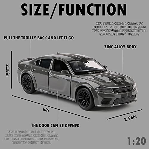 COOLPUR 1/36 Scale Doodge Hel1 Car Model Diecast Toy Vehicle Zinc Alloy Metal Pull Back Powered Vehicles Mode for Kids,Adult,Boyfriend Gift(Gray)