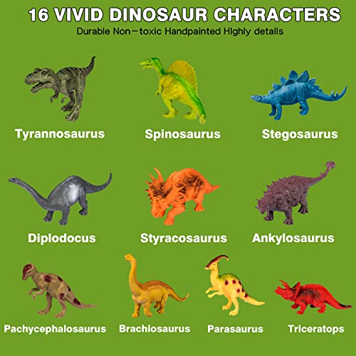 Dinosaur Toys Playset with Activity Play Mat for Kids,Realistic Dinosaur Figures, Trees,Creating a Dino World Including, Birthday Gift for Boys and Girls Ages 3 4 5 6 Years Old