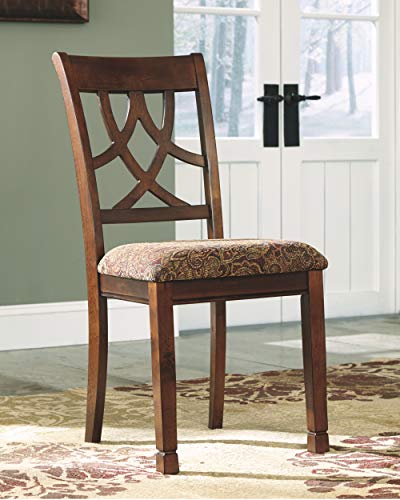 Ashley Furniture Signature Design - Leahlyn Dining Upholstered Side Chair - Pierced Splat Back - Set of 2 - Medium Brown