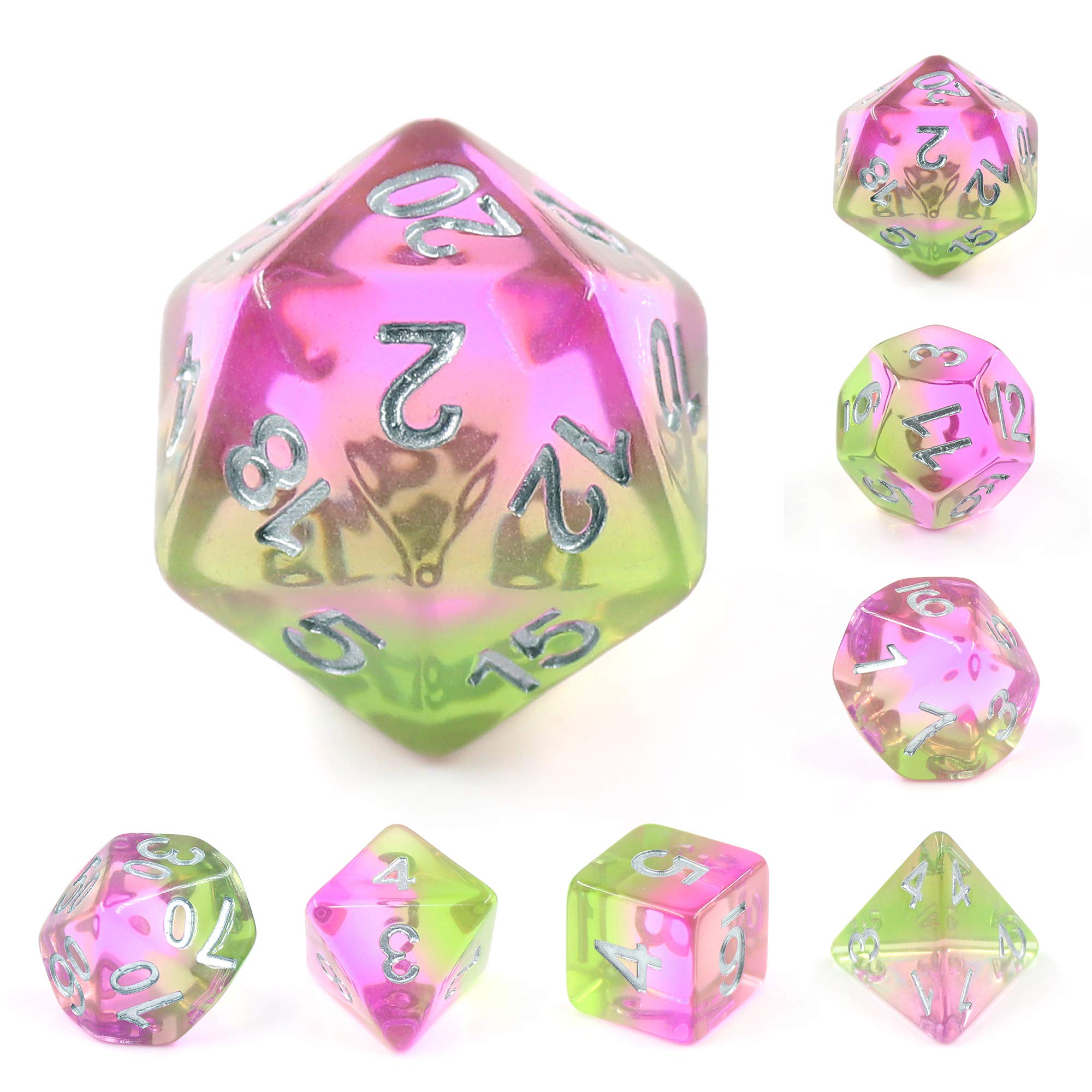 HD Polyhedral Dice Sets D&D Dice for Dungeon and Dragons RPG Role Playing Games MTG Pathfinder Table Top Games 7 Dice Set Strawberry Field