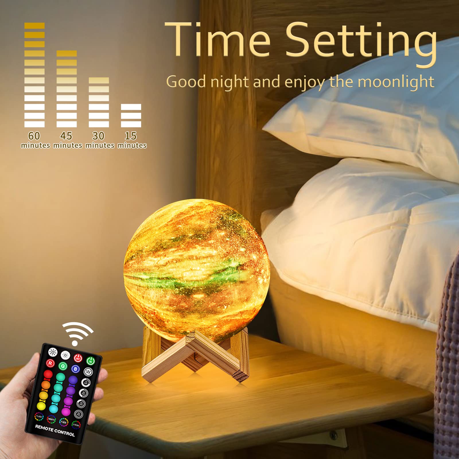 DTOETKD Moon Lamp, Kids Night Light, 16 Colors Galaxy Lamp, 5.91 inch 3D Printing LED Moon Light with Stand, Remote&Touch Control, USB Rechargeable Birthday Christmas Gift for Girls Lover, Home Decor