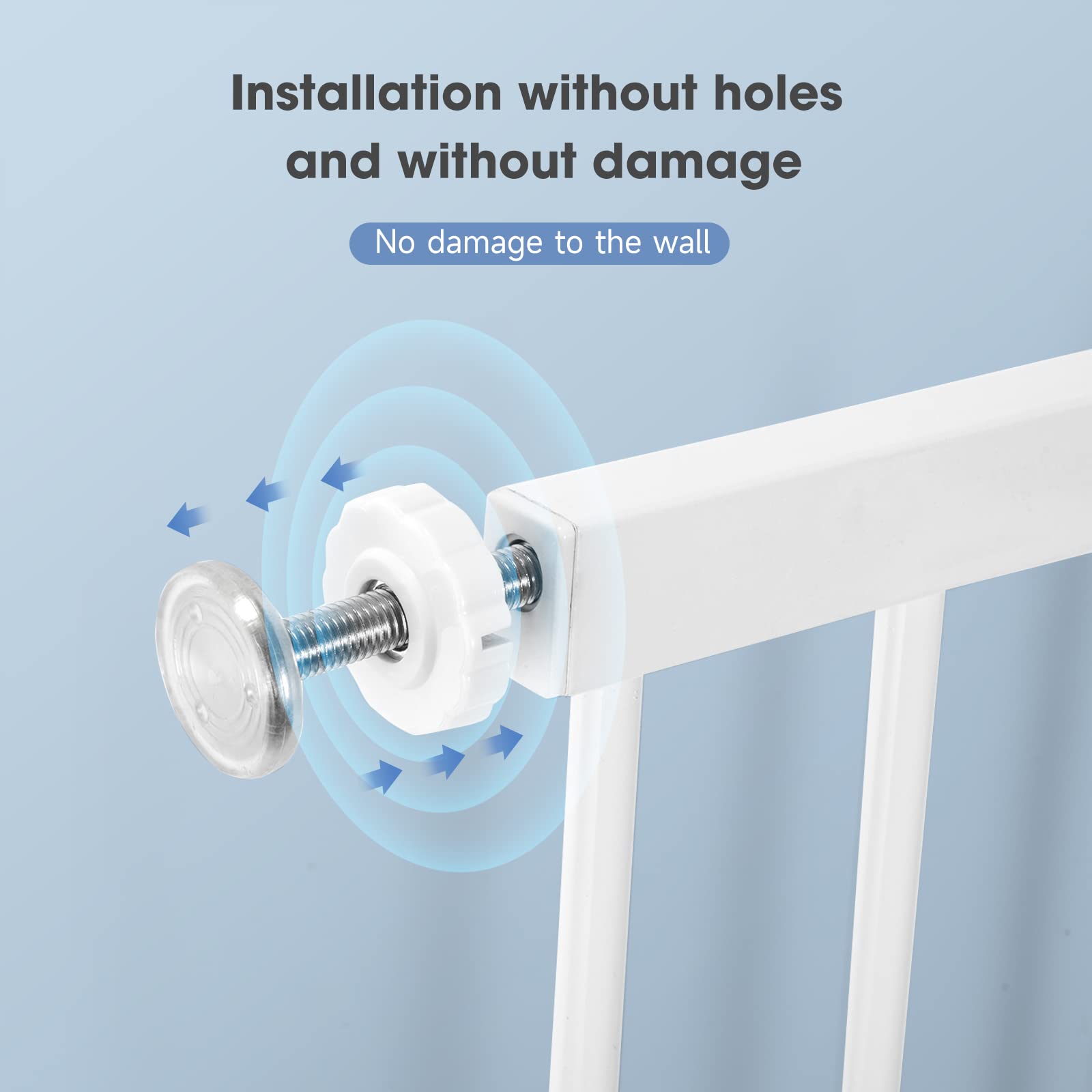 Baby Gate, Super Aide and Justable Baby Gate and Play Yard, Versatile Play Space, Extra Wide Pressure Mounted Dog Gate,Child Gate for Doorways Stairs and House,White. (80-83inch)