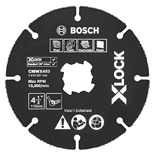 BOSCH CMWX450 4-1/2 In. X-LOCK Carbide Multi-Wheel Compatible with 7/8 In. Arbor for Applications in Cutting Wood, Wood with Nails, Plastic, Plaster