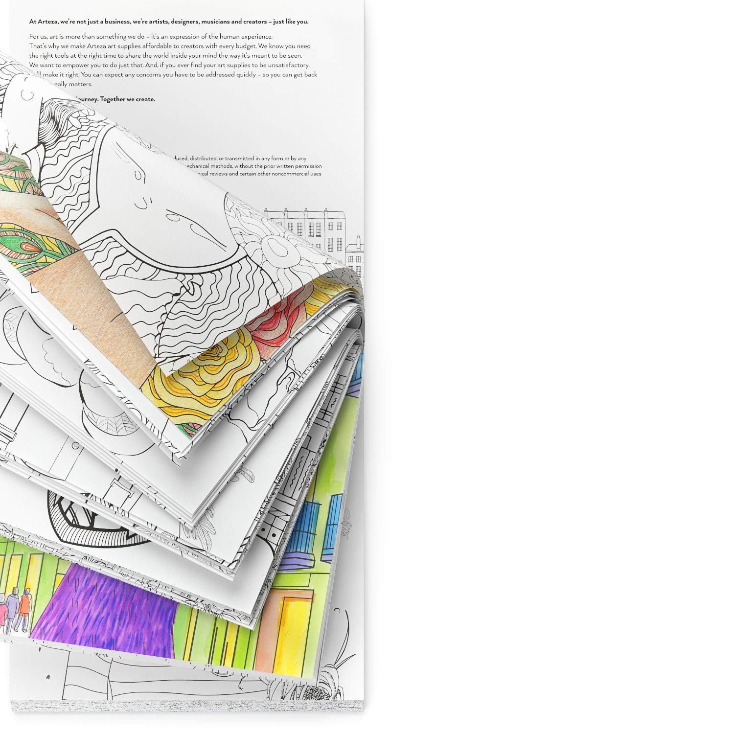 ARTEZA Adult Coloring Book, Portrait Illustrations, 72 Sheets, 6.4x6.4 Inches Coloring Pages, 100 lb Paper