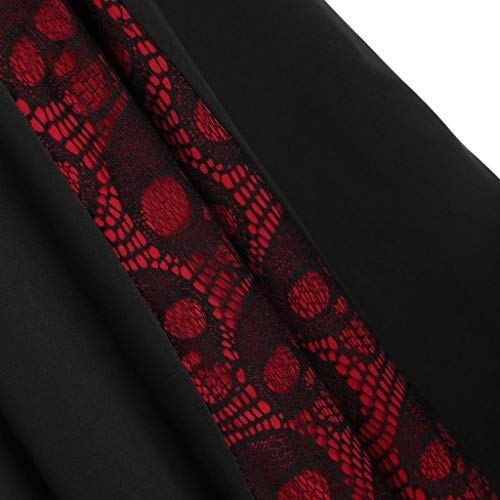 Black Denim Skirt for Women High Waisted Red Midi Waist Plus Size Pleated Gothic Lace Patchwork Long Coat