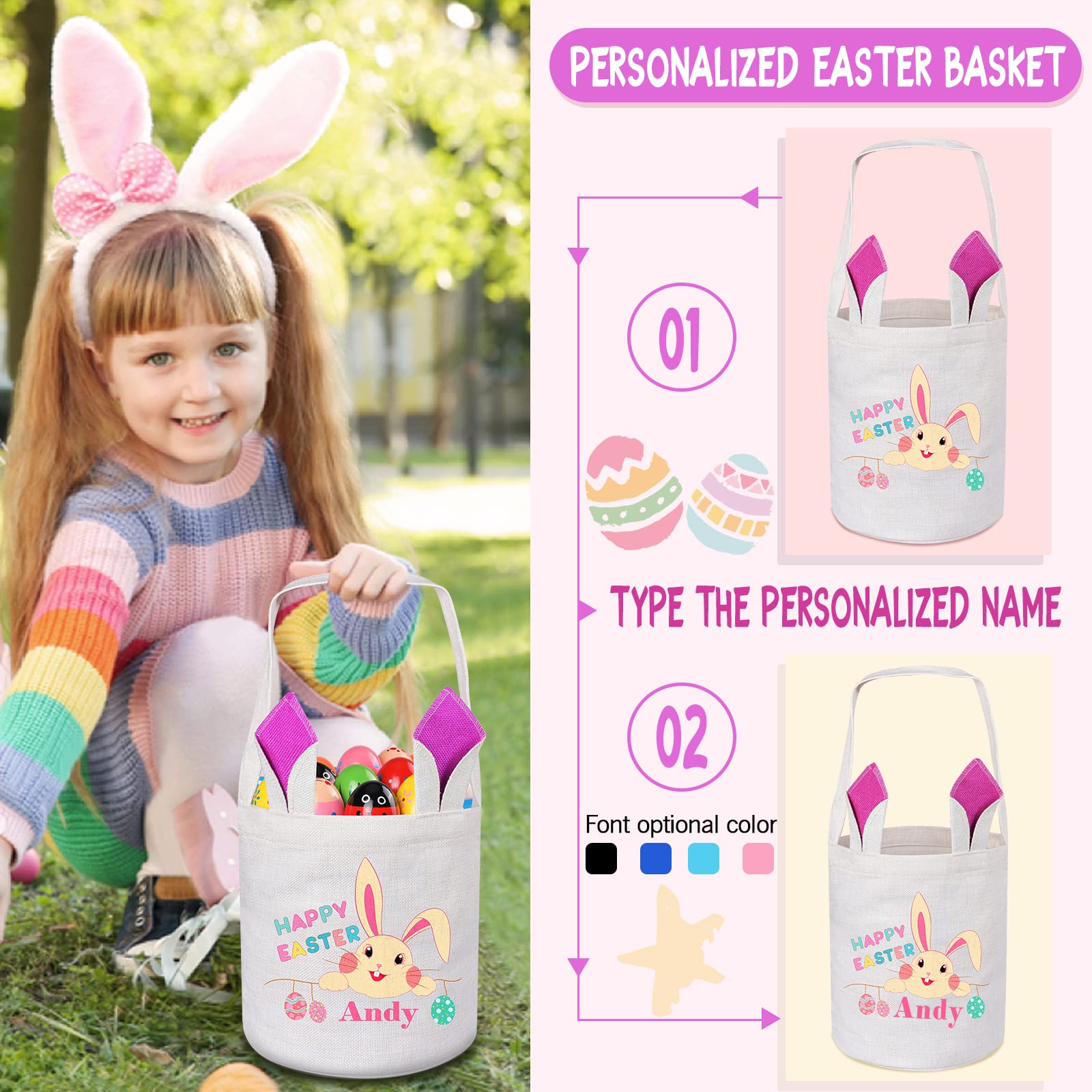 Easter Baskets for Kids, Jocidea Custom Easter Baskets for Kids Personalized Easter Basket for Girl Boy Easter Gifts Easter Basket Stuffers for Toddler Easter Basket Toys β Blue
