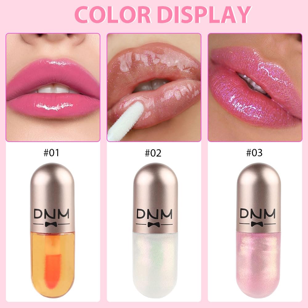 BINGBRUSH 3 Pcs Color Changing Lip Gloss Tinted, Pink Plumping Magic Mood Lipstick Lip Glaze, High-Shine Clear Lip Stain Lip Balm Lip Care, Longlasting Moisturizing Lip Glow Oil