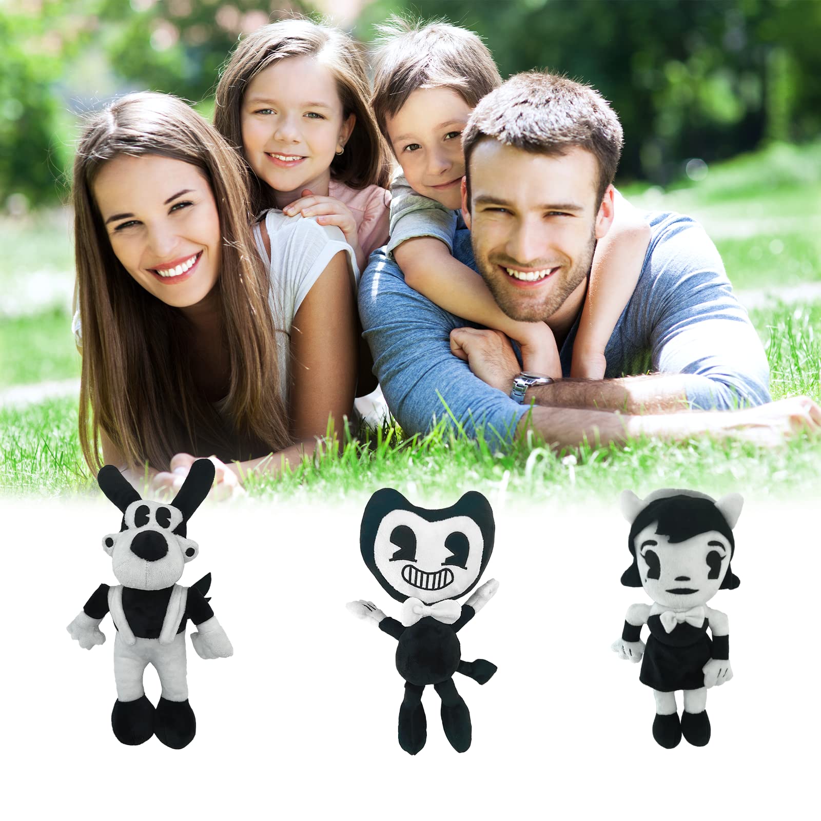 Bendy Plush Toy, 3PCS Bendy and The Ink Machine Plushies, Cute Game Horror Plush Soft Stuffed Animals Plush Toys for Kids and Game Fans