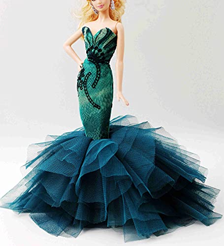 Cora Gu [Handmade Dress Fit for 12" Doll] Classic Emeraid Mermaid Dress/Wedding Gowns Fit for 12" Fashion Doll [Doll's not Included]