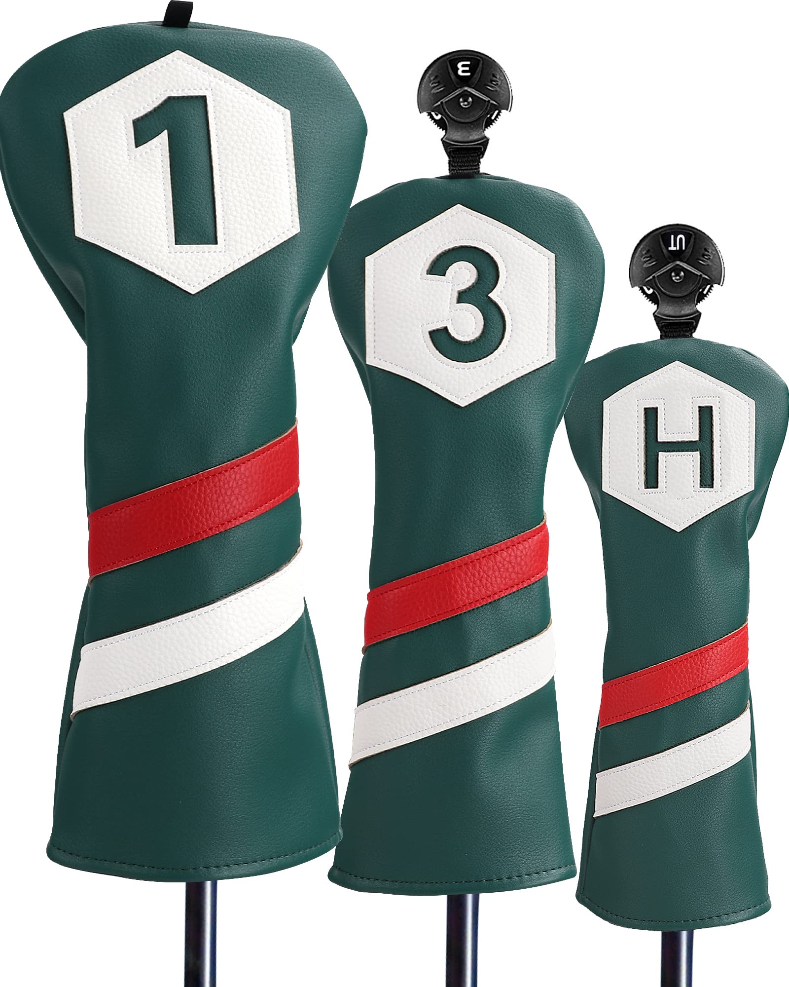 BIG TEETH Driver Fairway Hybrid Headcover Golf Wood Headcovers 460cc Driver Club Head Cover Green1,3,H