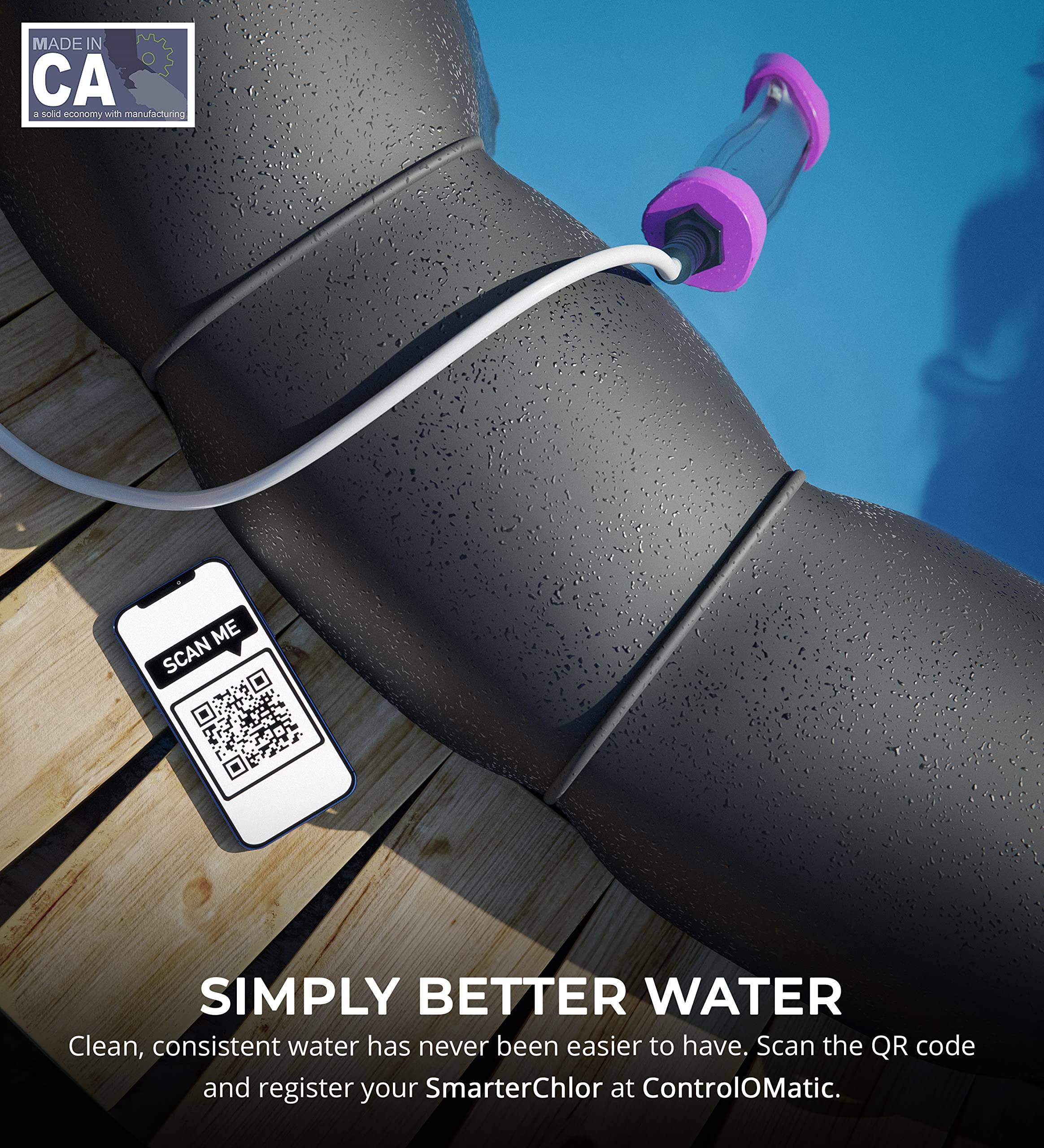ControlOMatic SmarterSpa Saltwater Chlorine Generator with Automatic Chlorine Detection for Spas Up to 2000 Gallons