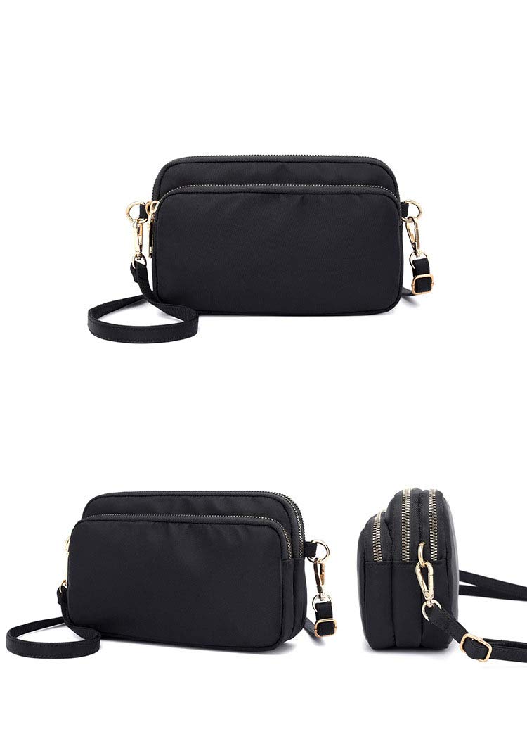 Nylon Small Women Crossover Body Phone Purse Bag Wristlet Clutch Wallet Handbag for Samsung Galaxy S20 Ultra, S20 FE 5G, A11 A21 A51 A71 A10S A20S A21S A20, Note 20 10 9,S10 Lite S10 Plus (Black)
